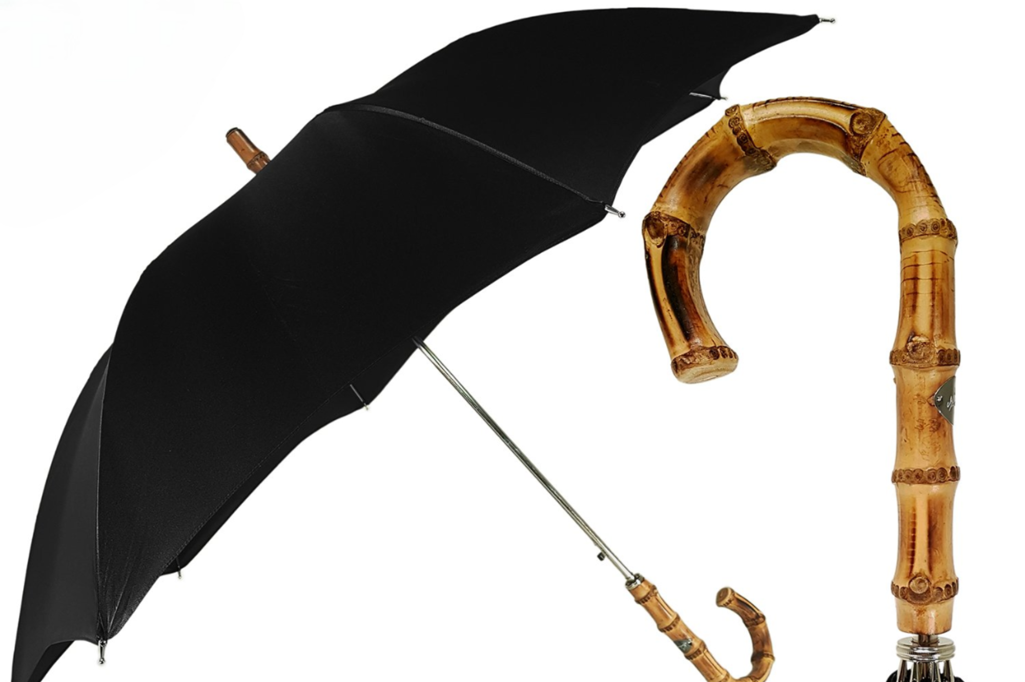 Classic Premium Automatic Black Umbrella with Whanghee Handle | Elegant ...