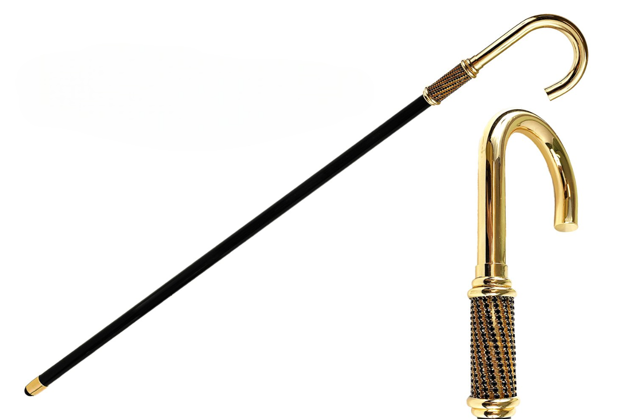 Luxury Italian Walking Stick for Men with Swarovski Elements and 24K ...